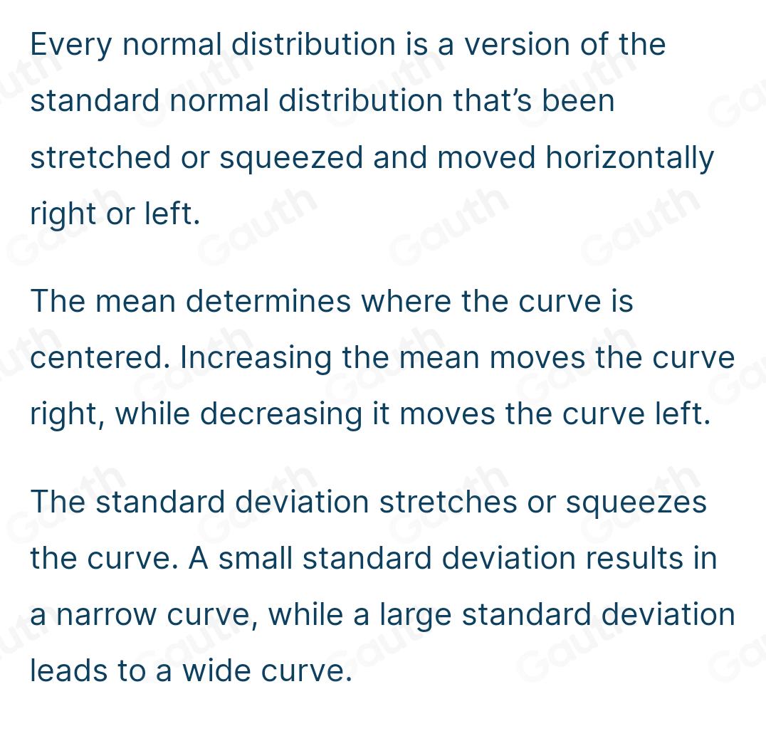 Solved: In a normal distribution the bigger the _, the more shifted to ...