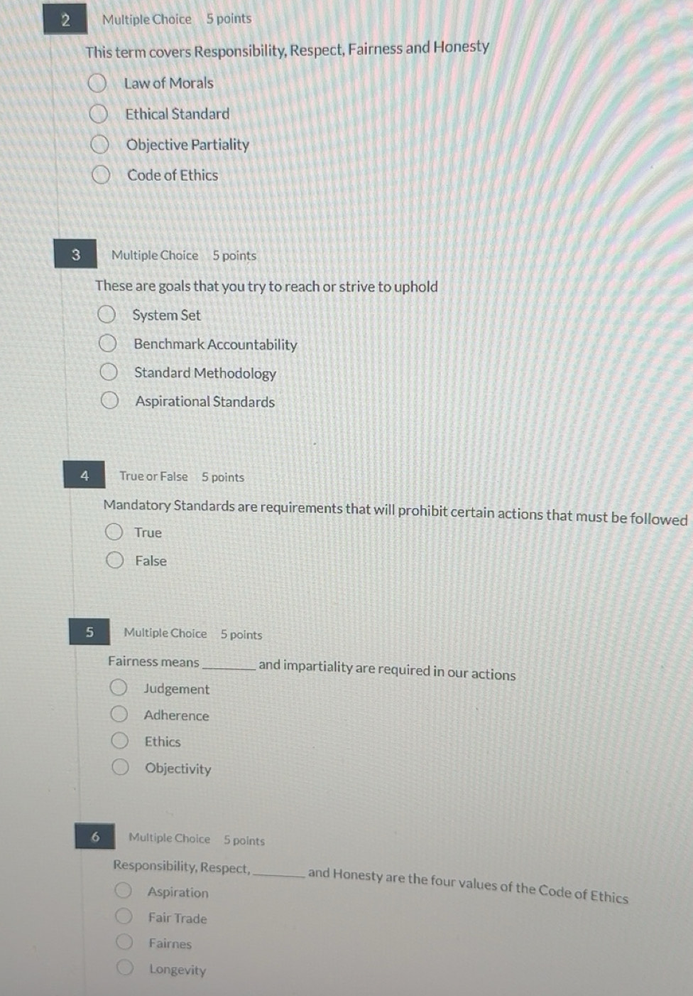 Solved: This term covers Responsibility, Respect, Fairness and Honesty ...
