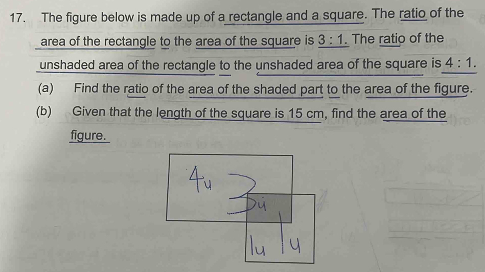 Solved: The figure below is made up of a rectangle and a square. The ...