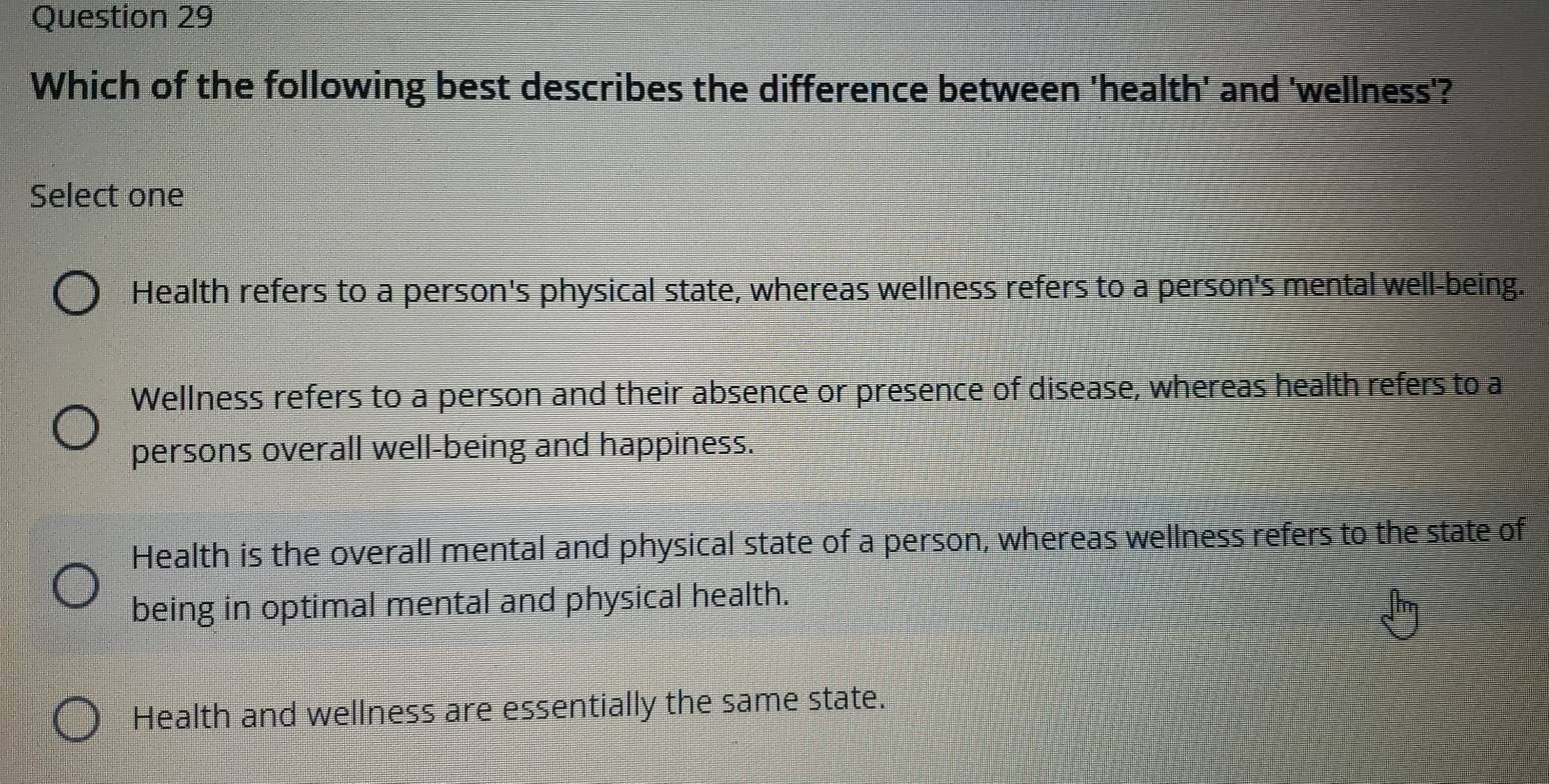Solved: Which of the following best describes the difference between ...
