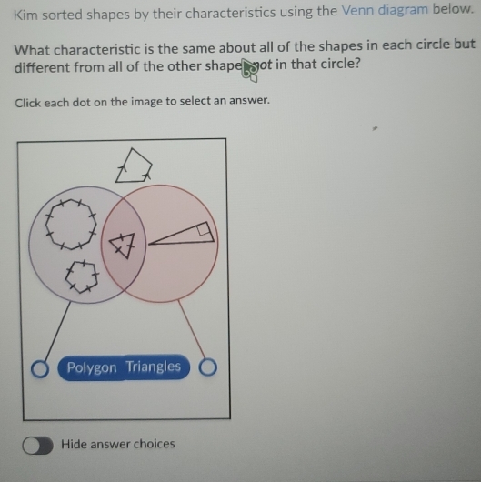 Solved: Kim sorted shapes by their characteristics using the Venn ...