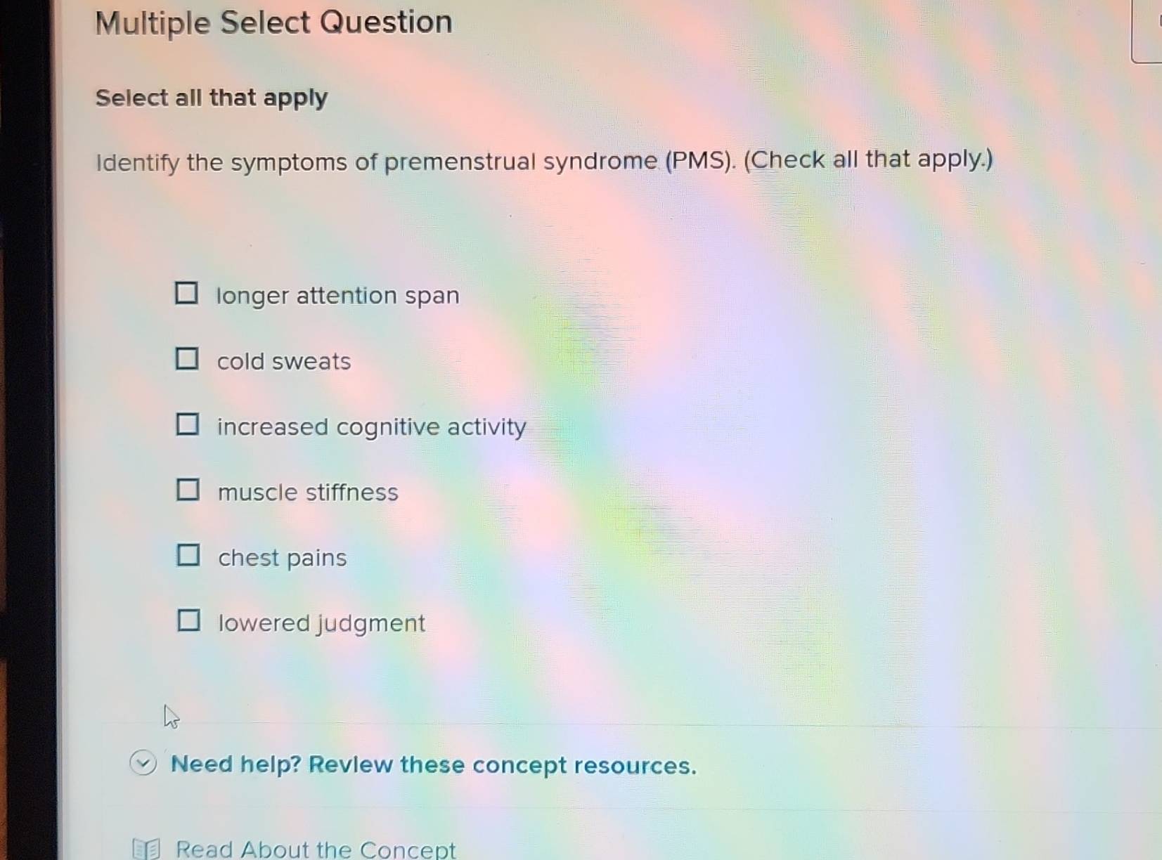 Solved: Multiple Select Question Select all that apply Identify the ...