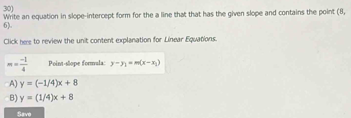 Solved: Write an equation in slope-intercept form for the a line that ...