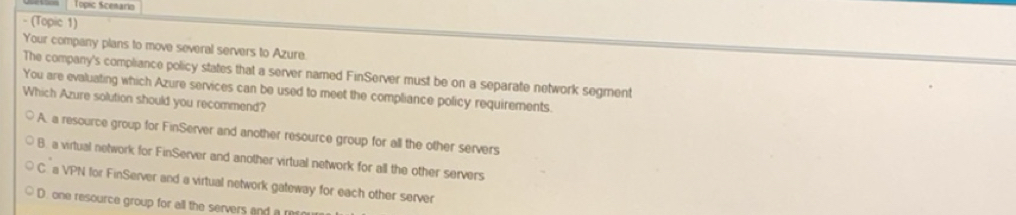Solved: Topic Scenario - (Topic 1) Your company plans to move several ...