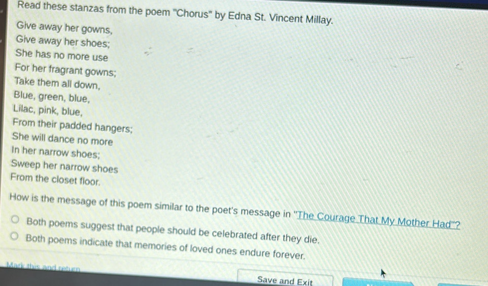 Solved: Read these stanzas from the poem ''Chorus'' by Edna St. Vincent ...