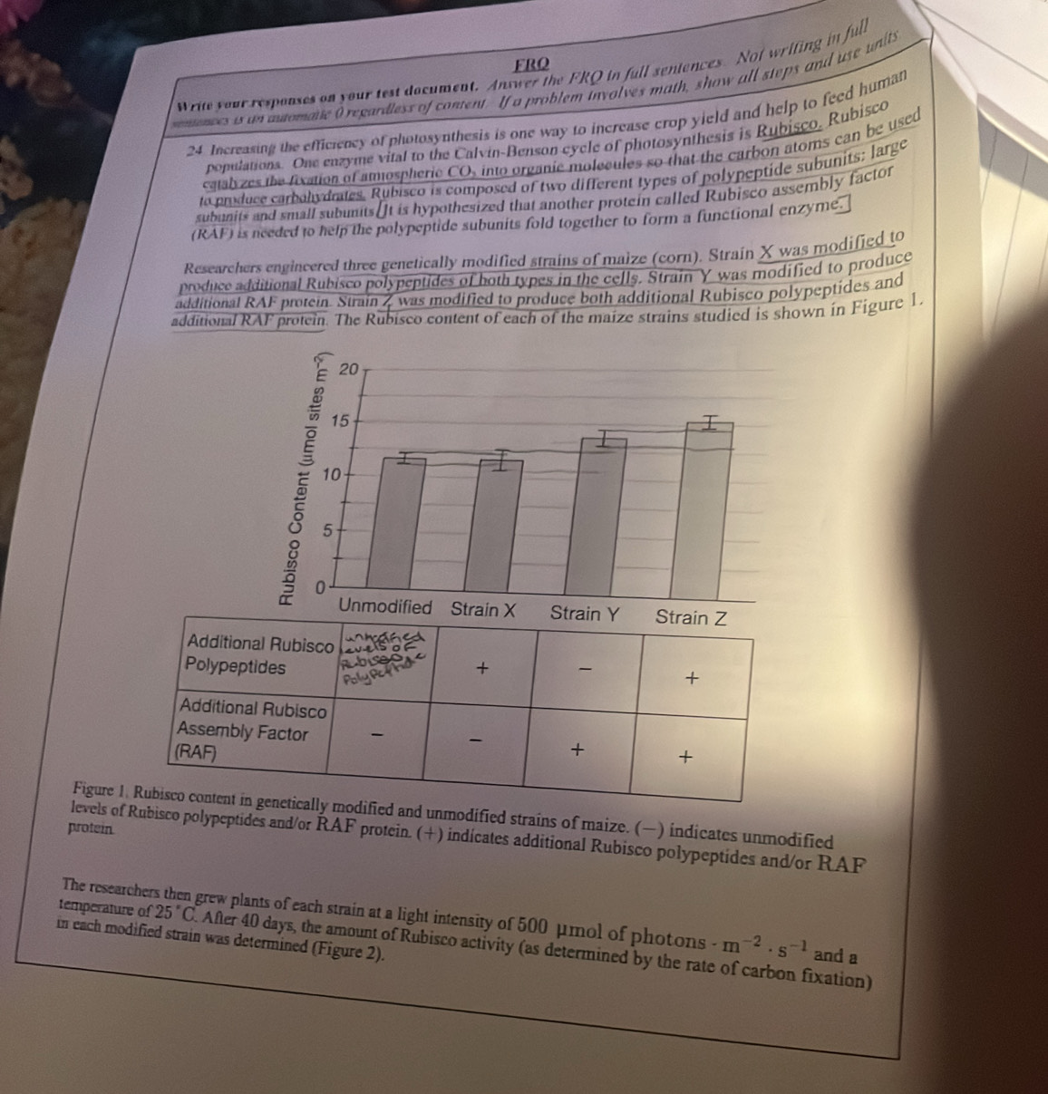 Solved: FRQ Write your responses on your test document. Answer the FRQ ...