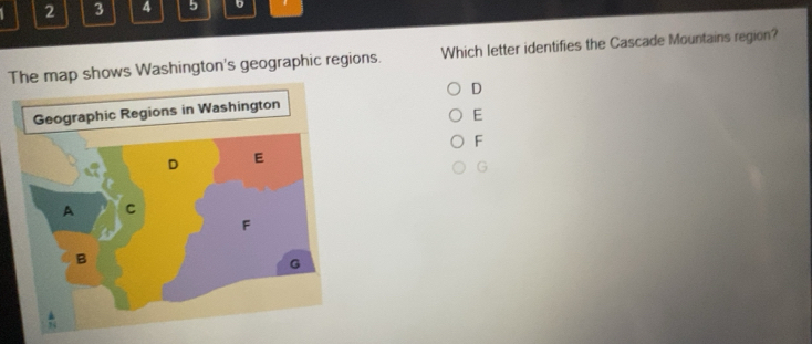 Solved: 2 3 4 5 D The map shows Washington's geographic regions. Which ...