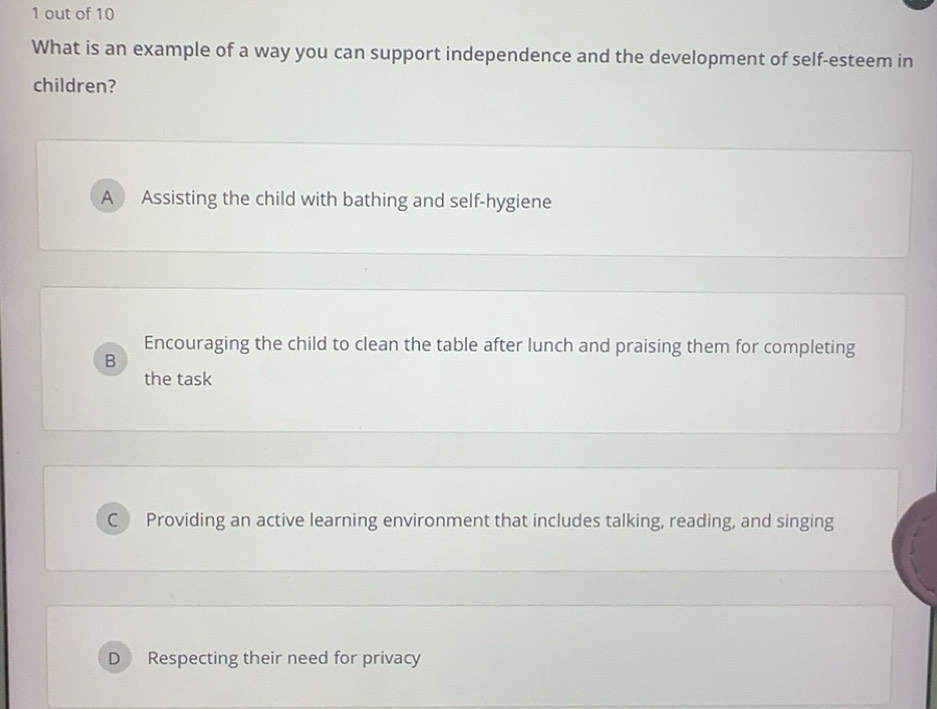 Solved: out of 10 What is an example of a way you can support ...