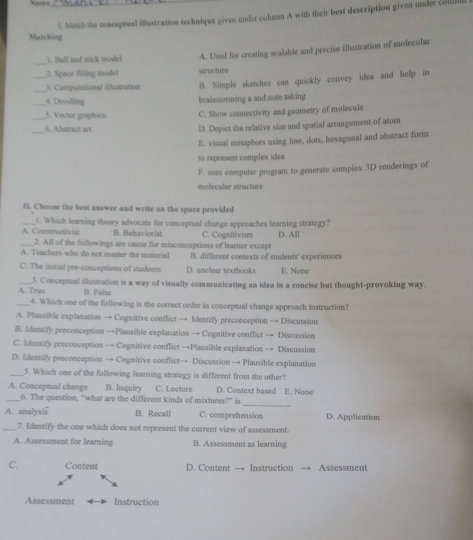 Gelöst:Name_ t. Match the conceptual illustration technique given under ...