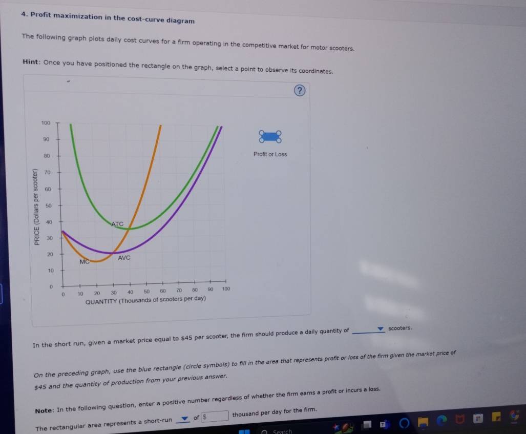 Solved: Profit maximization in the cost-curve diagram The following ...