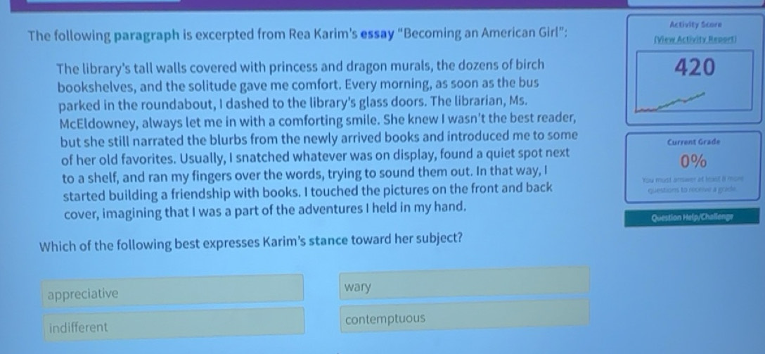 Solved: Activity Score The following paragraph is excerpted from Rea ...