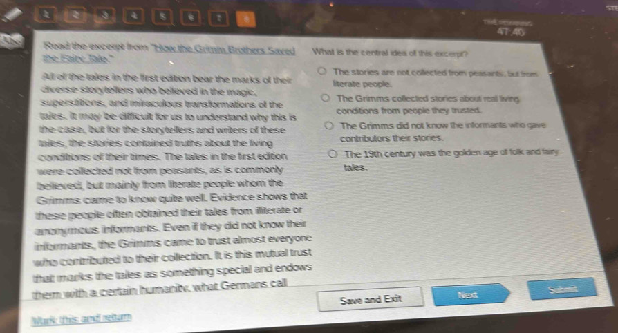 Solved: 1 3 s 6 t * Tat rescne. 47:40 Read the excerpt from 'How the ...