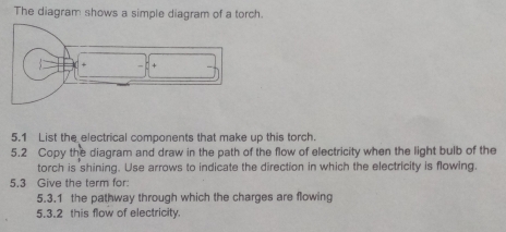 Solved: The diagram shows a simple diagram of a torch. 5.1 List the ...