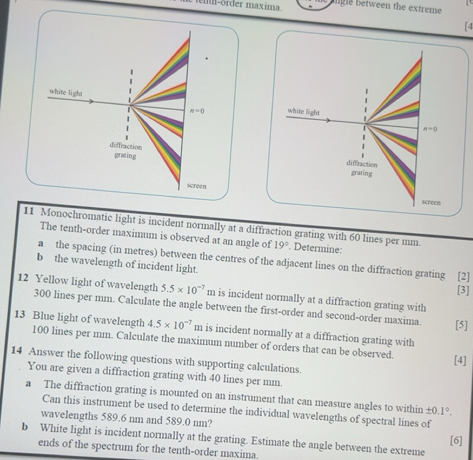 Solved: n-order maxima. he ngle between the extreme [4 11 Monochromatic ...