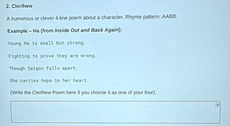 Solved: Clerihew A humorous or clever 4 -line poem about a character ...