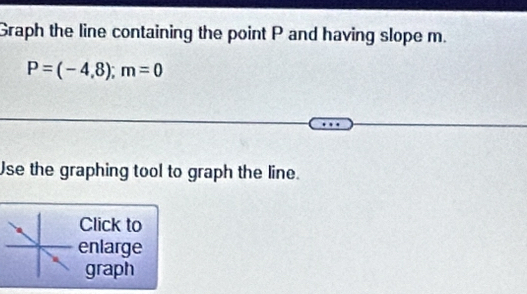 Solved: Graph the line containing the point P and having slope m. P=(-4,8); m=0 Use the graphing ...