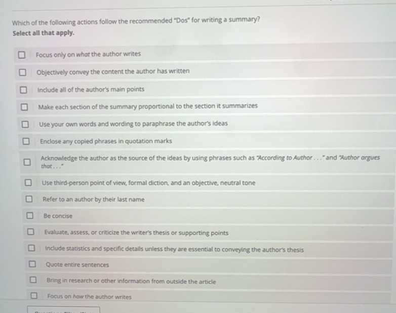 Solved: Which of the following actions follow the recommended "Dos" for ...