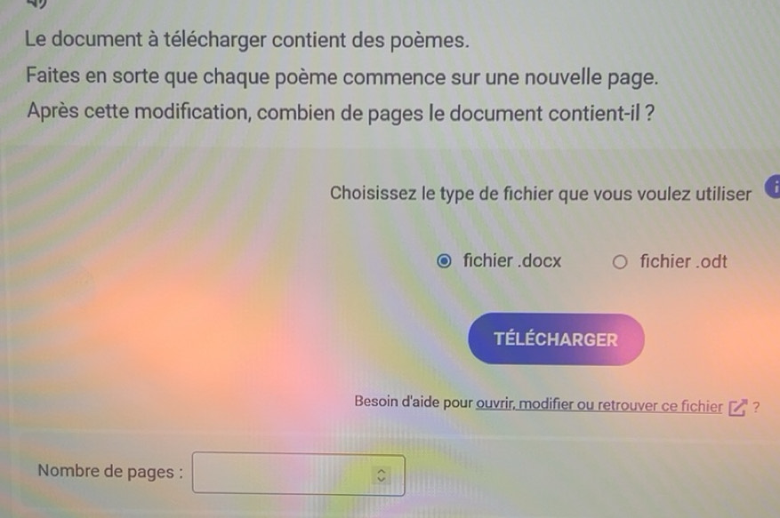Résolu :Le document à télécharger contient des poèmes. Faites en sorte ...