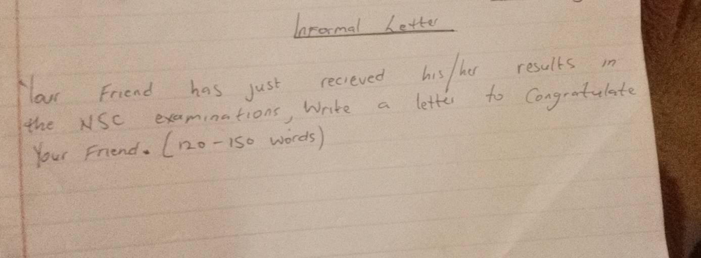 Résolu :Inrormal Letter How Friend has just recieved his /her results m ...