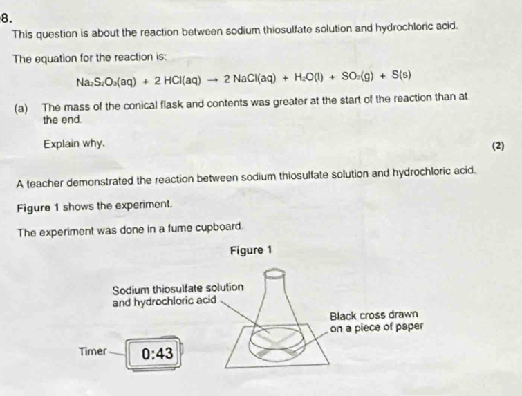 Solved: This question is about the reaction between sodium thiosulfate ...