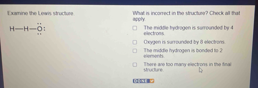 Solved: Examine the Lewis structure. What is incorrect in the structure ...