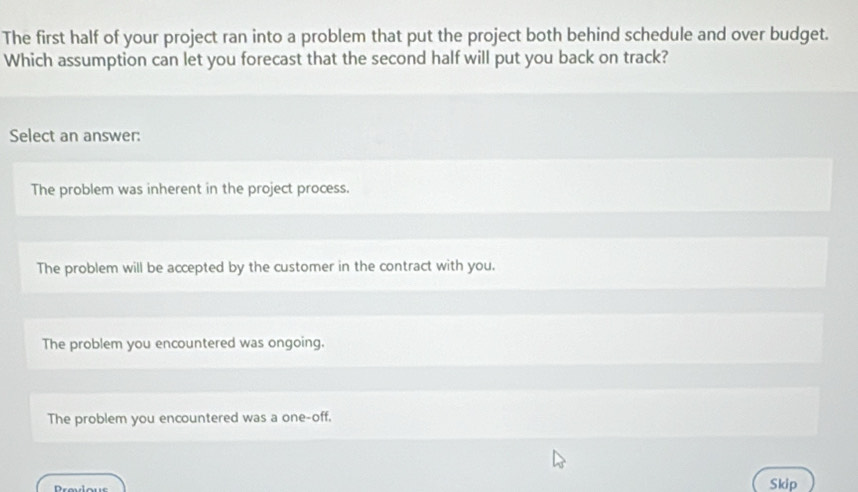 Solved: The first half of your project ran into a problem that put the ...