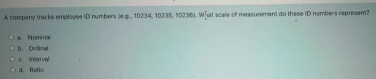 Solved: A company tracks employee ID numbers [ea.10234. 10235, 10236 ...