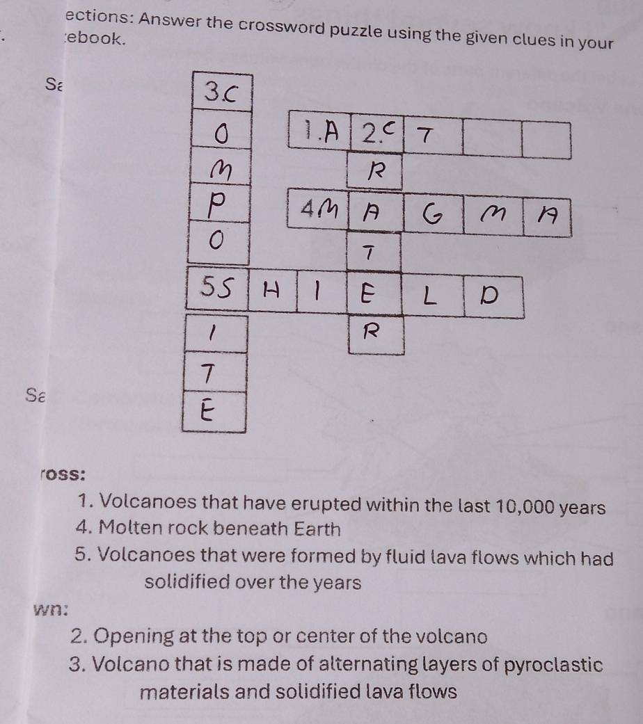 Solved: ections: Answer the crossword puzzle using the given clues in ...