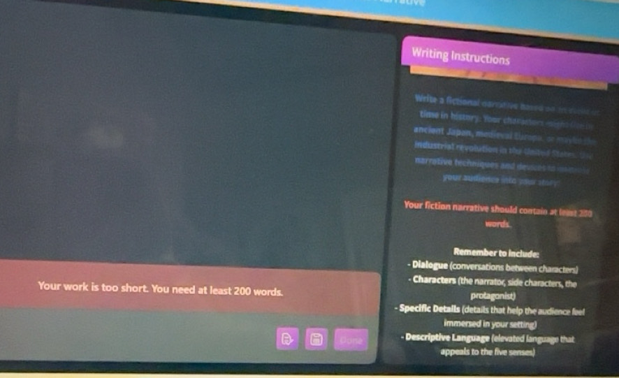 Solved: uve Writing Instructions Write a fictional ganndive bassd no to ...