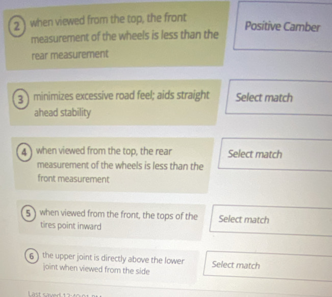 Solved: when viewed from the top, the front Positive Camber measurement ...