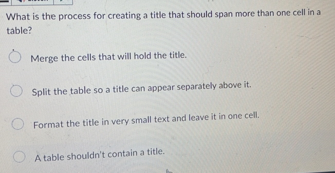 Solved: What is the process for creating a title that should span more ...