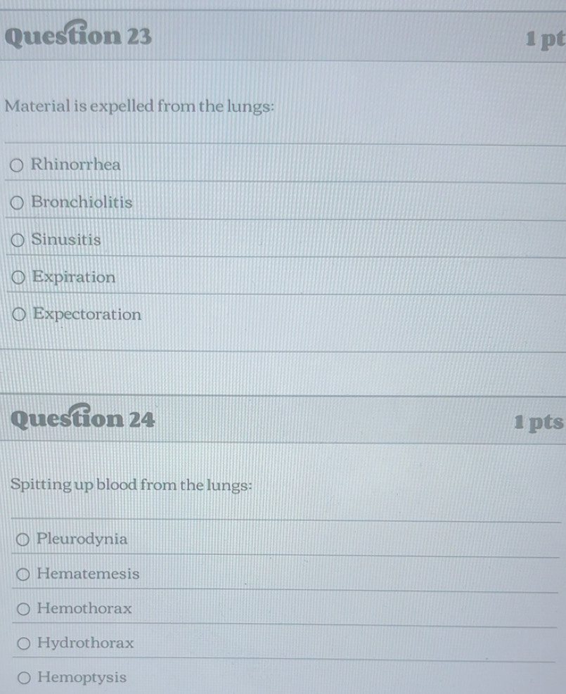 Solved: Material is expelled from the lungs: Rhinorrhea Bronchiolitis ...