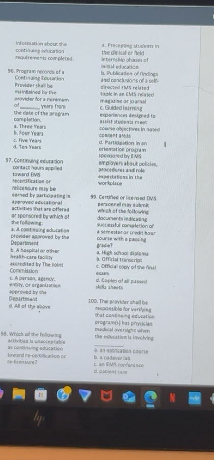 Solved: information about the a. Precepting students in continuing ...