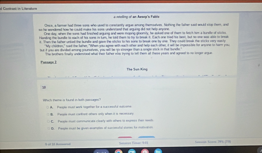 Solved: Contrast in Literature a retelling of an Aesop's Fable Once, a ...