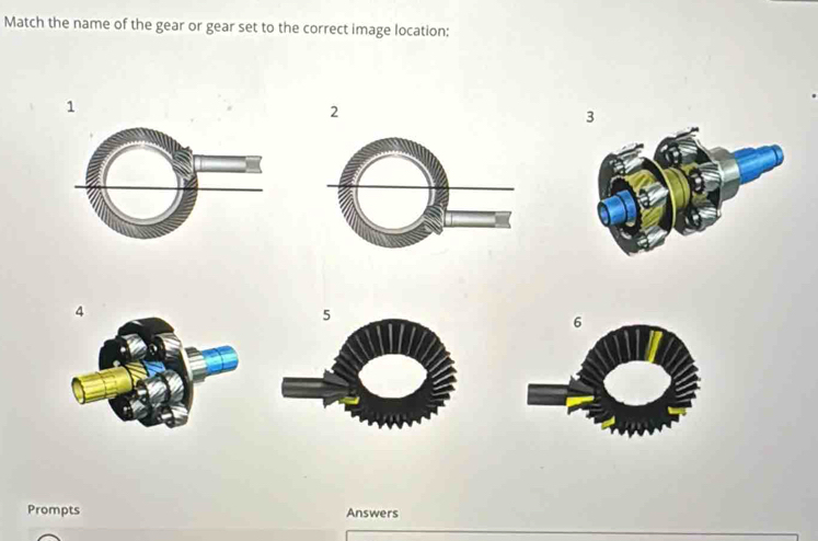 Solved: Match the name of the gear or gear set to the correct image ...