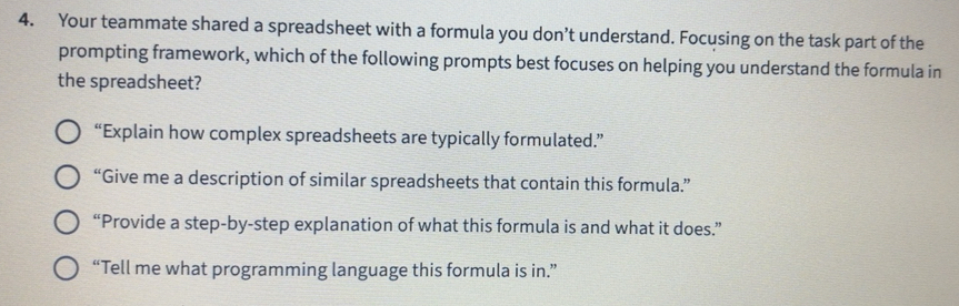 Solved: Your teammate shared a spreadsheet with a formula you don’t ...