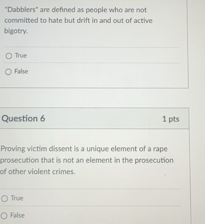 Solved: "Dabblers" are defned as people who are not committed to hate ...