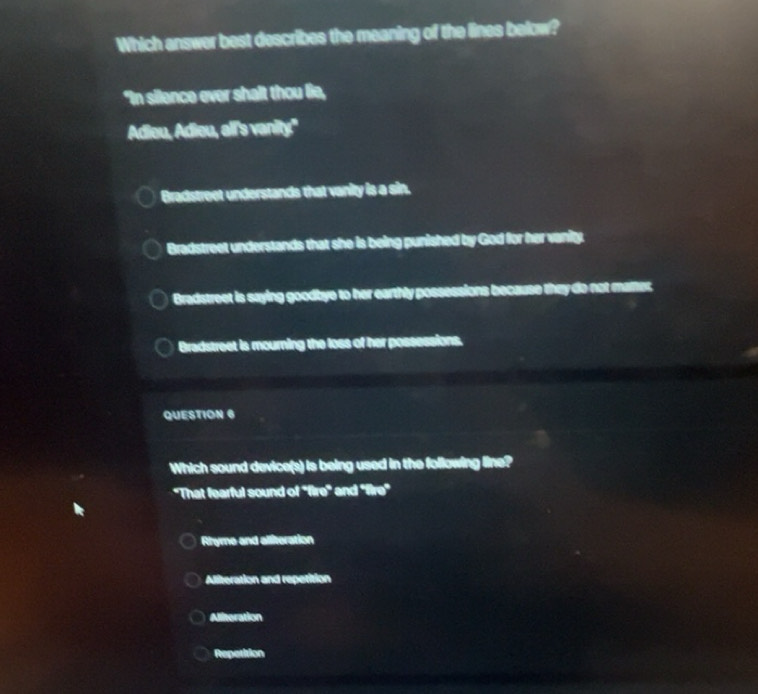Solved: Which answer best describes the meaning of the lines below? "In ...