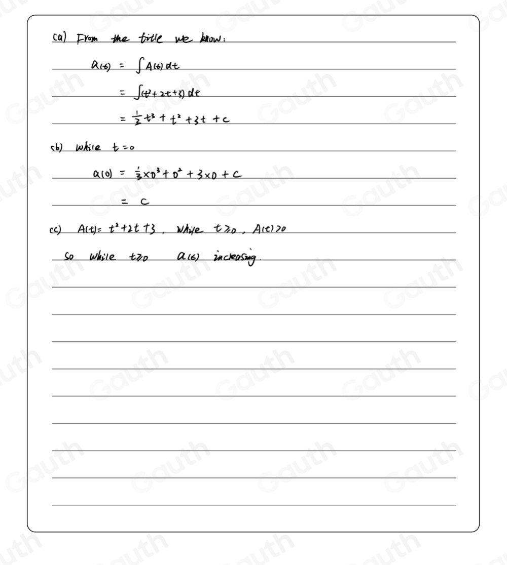 Solved: Consider the amount function A(t)=t^2+2t+3. (a) Find the corresponding accumulation ...