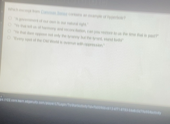 Solved: Which excerpt from Common Sense contains an example of ...