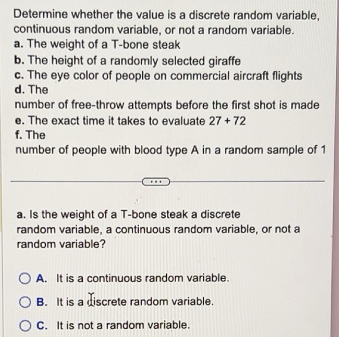 Solved: Determine whether the value is a discrete random variable ...