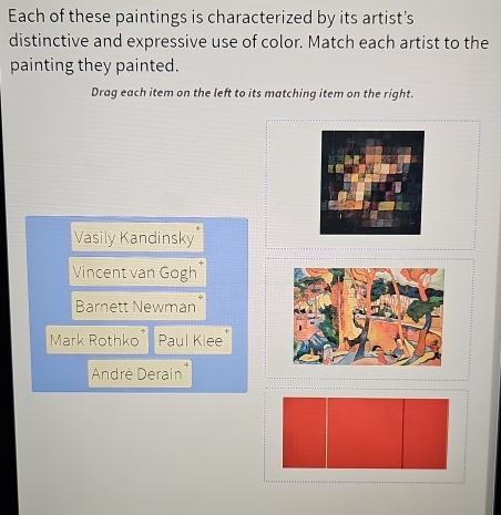 Solved: Each of these paintings is characterized by its artist’s ...