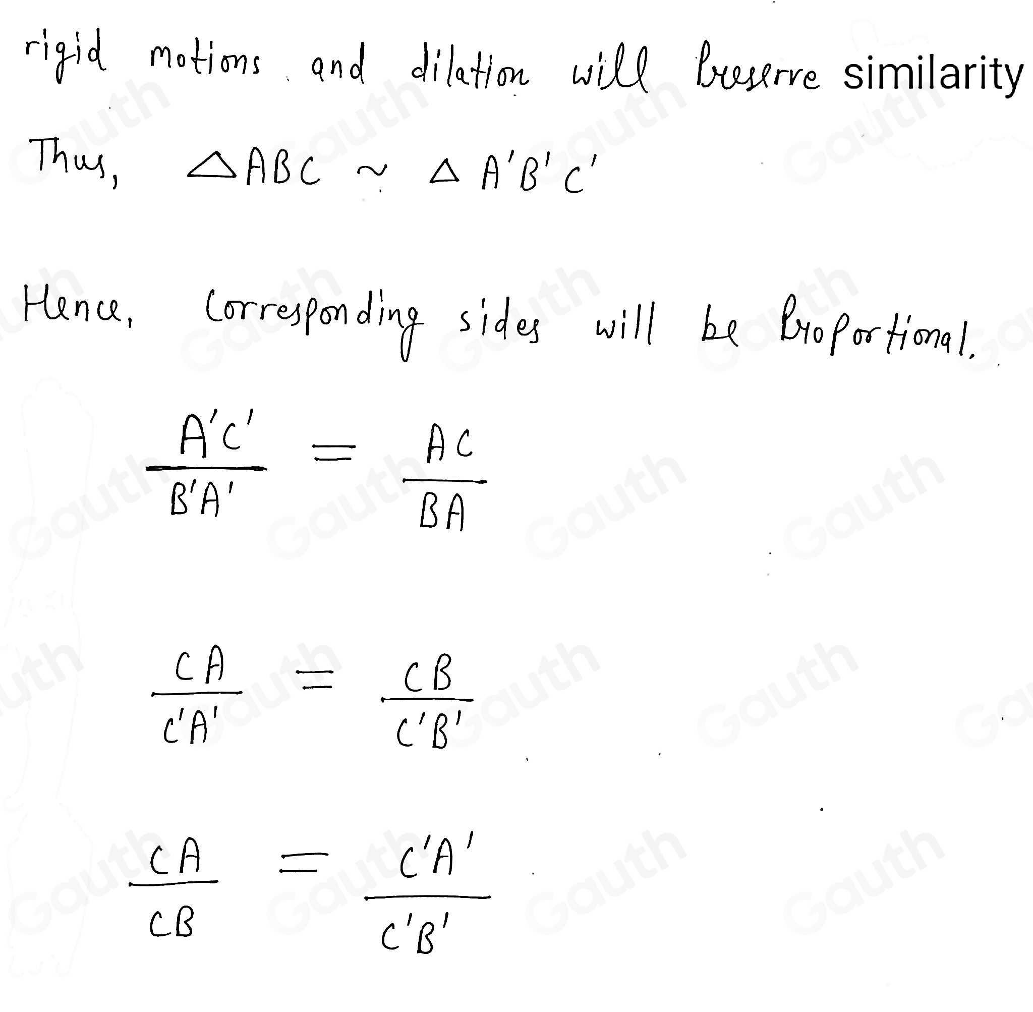 Solved: Similarity: End-of-Unit Assessment 1. Triangle ABC can be taken ...