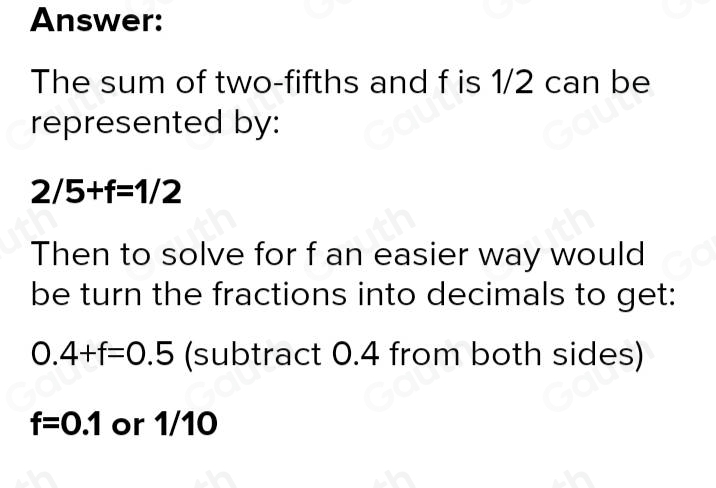Solved: Question Translate to an equation and solve: The sum of two ...