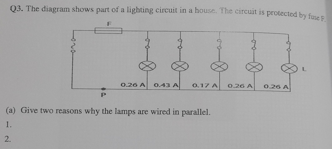 Solved: The diagram shows part of a lighting circuit in a house. The circuit is protected by ...