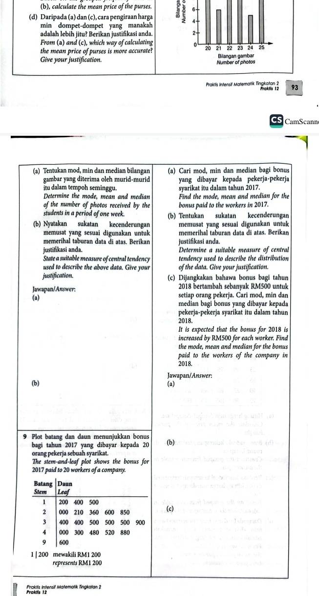 Selesai:calculate the mean price of the purses. (d) Daripada (a) dan (c ...