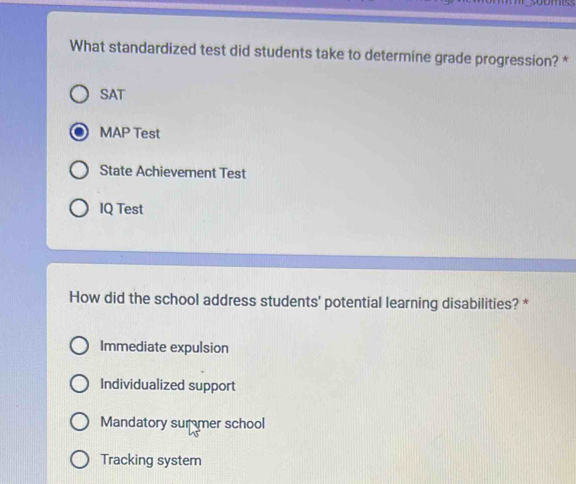 Solved: suomiss What standardized test did students take to determine ...