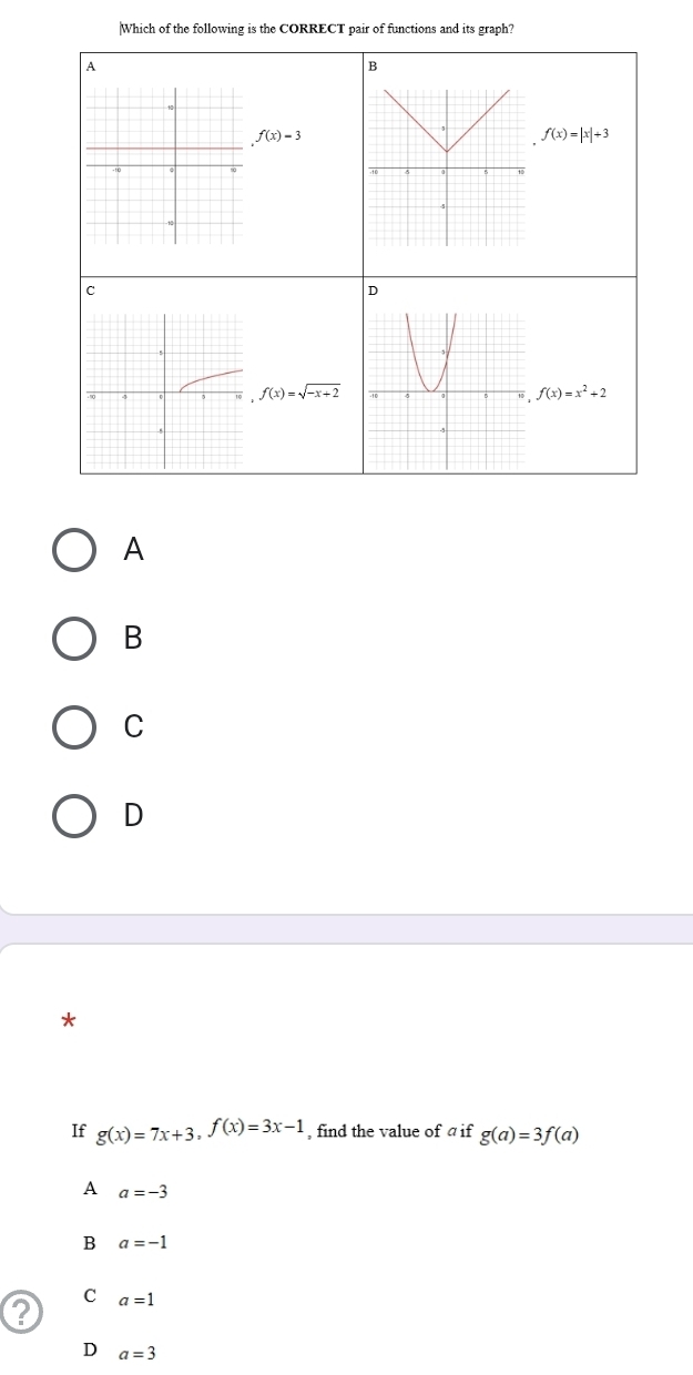Selesai:Which of the following is the CORRECT pair of functions and its ...