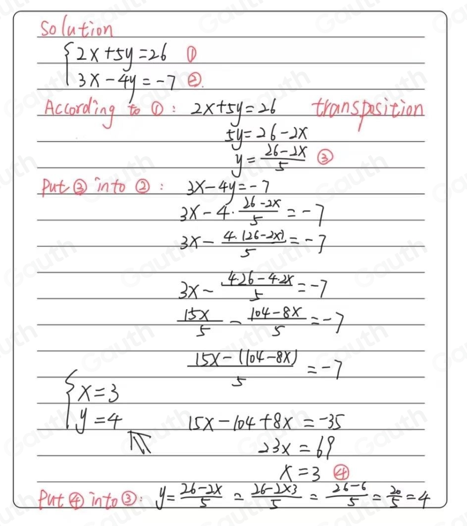 Resuelto:Resolver por los tres métodos el siguiente sistema 2x+5y=26 (1 ...