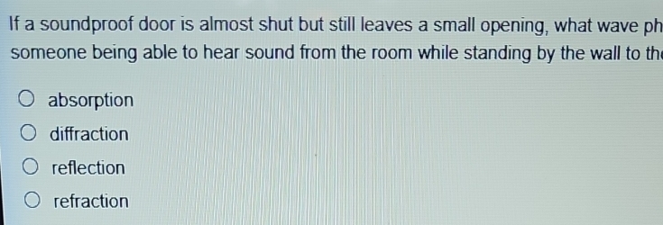 Solved: If a soundproof door is almost shut but still leaves a small ...
